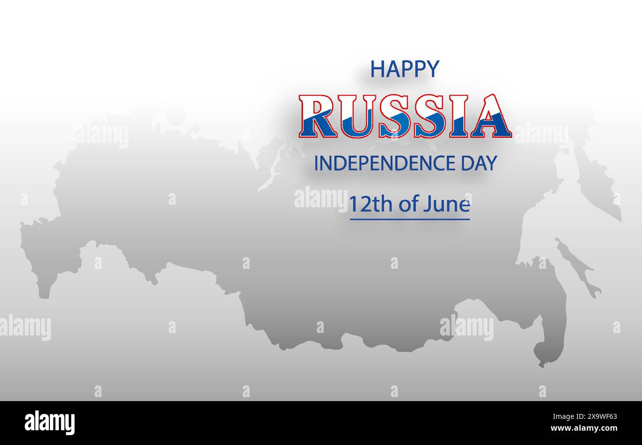 Happy Independence day of Russia card with bleu and red paper cut style ...