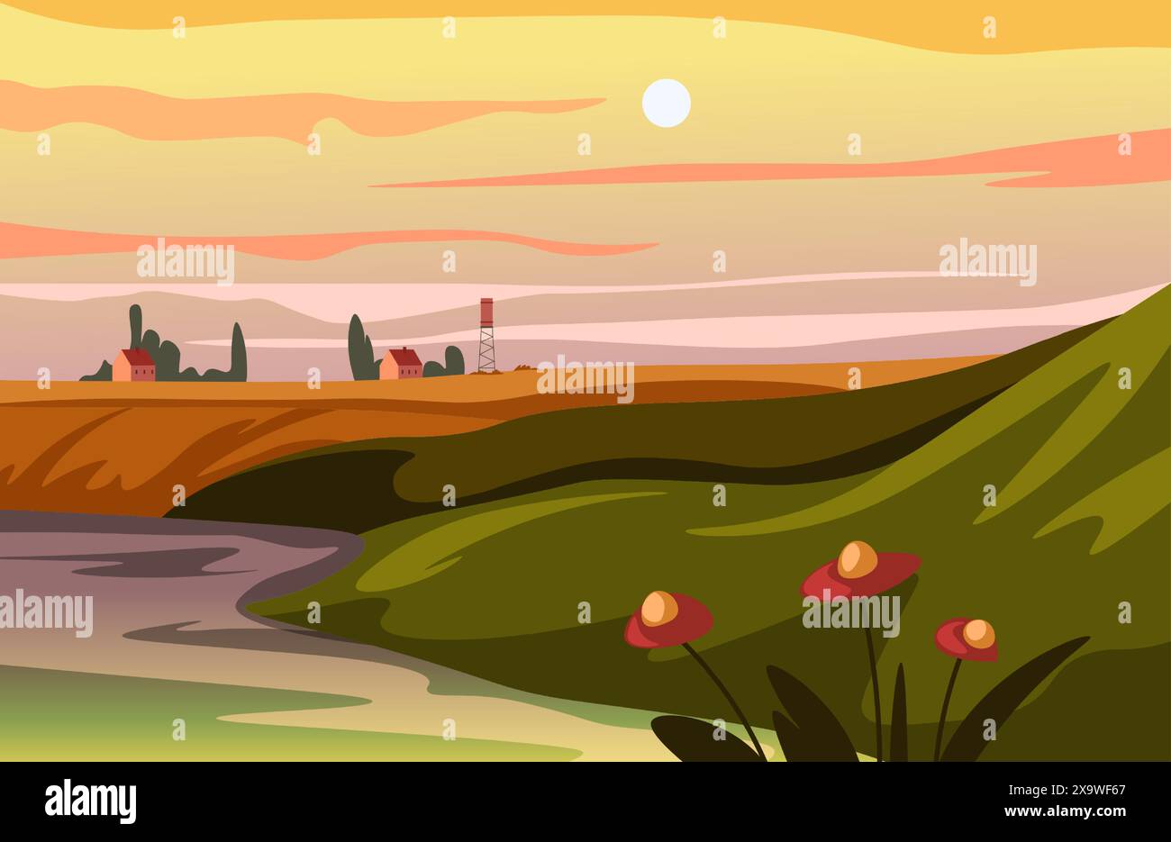 Aesthetic sunset sky view Stock Vector Images - Alamy