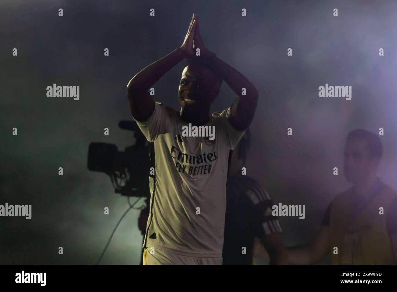 Madrid, Spain. 02nd June, 2024. Vinicius Junior of Real Madrid salutes ...