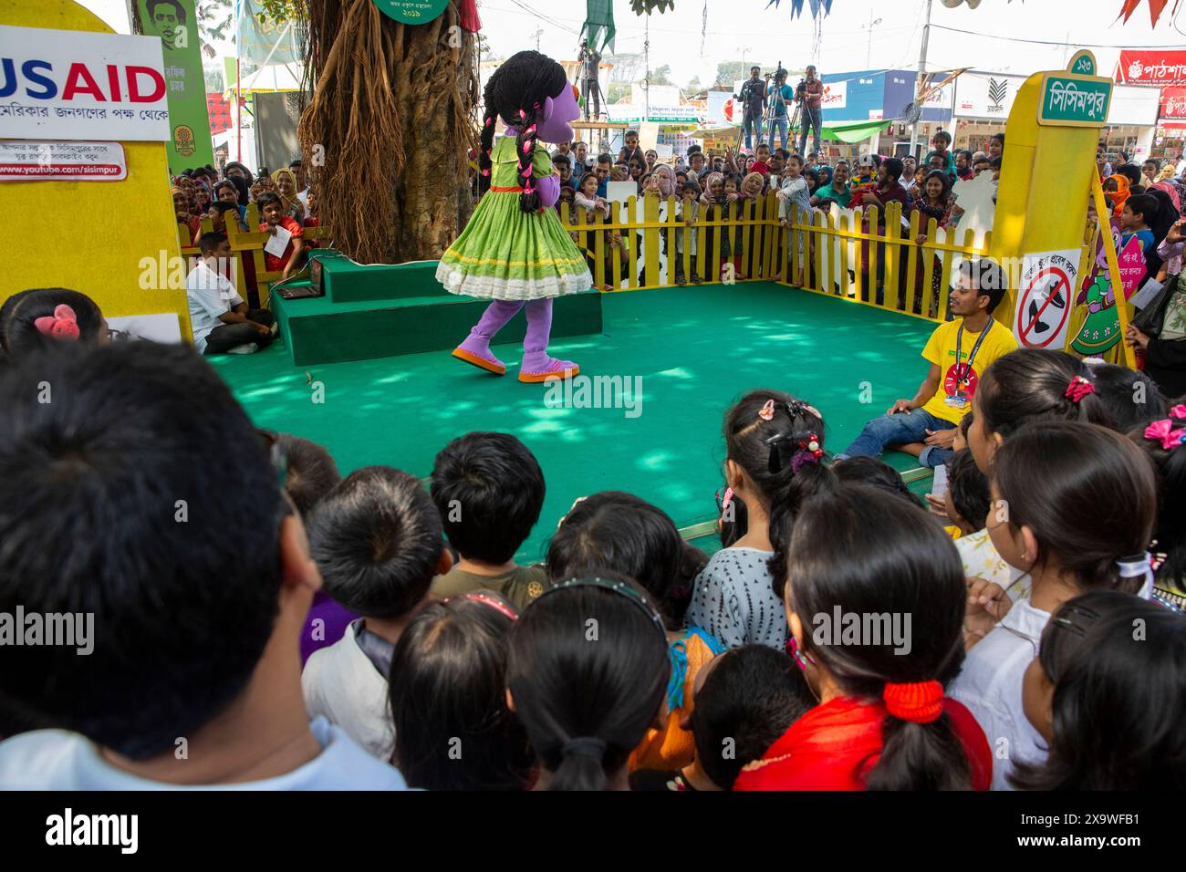 Hundreds of cheering children played with Halum, Ikri, Tuktuki and ...