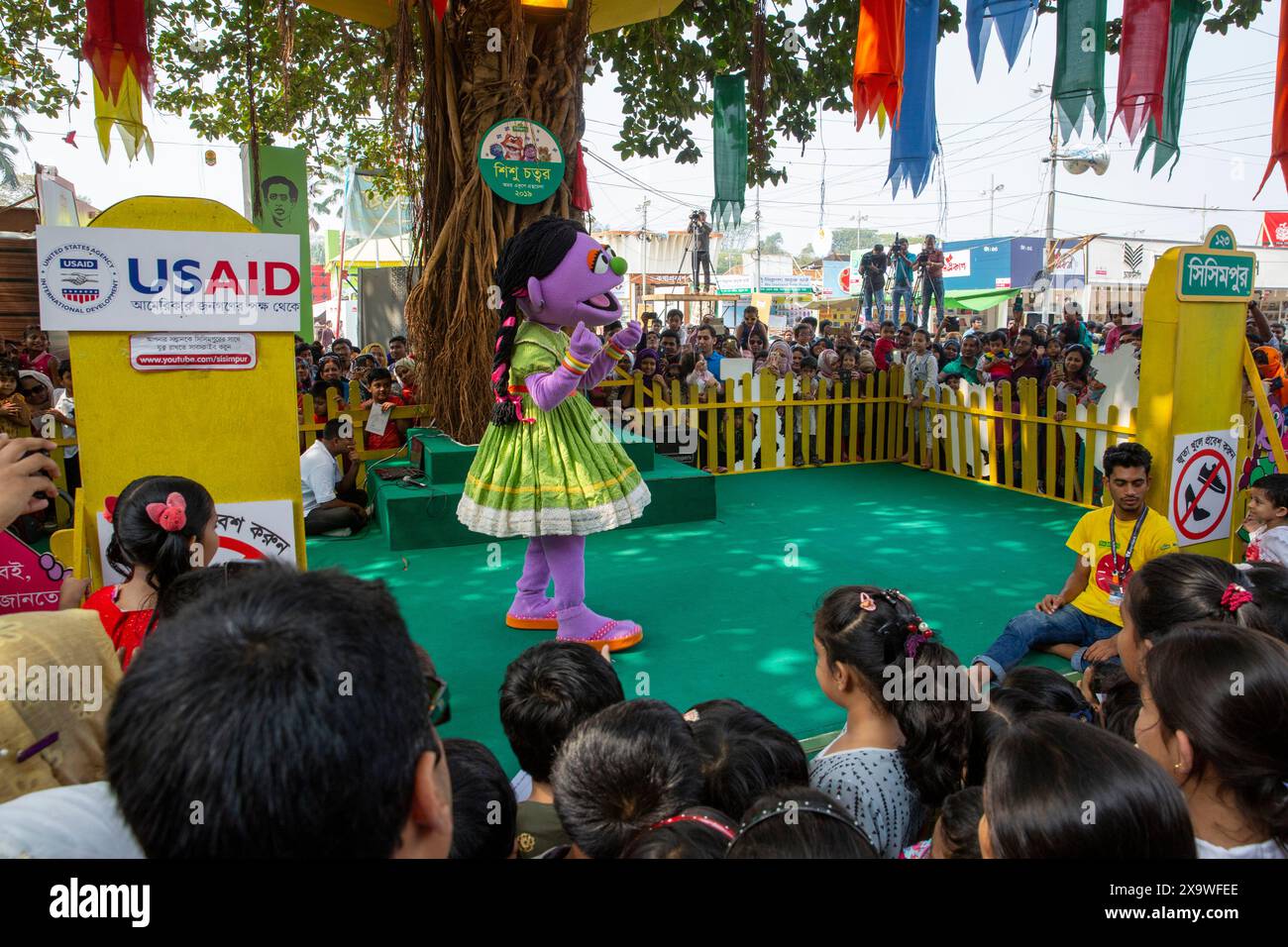 Hundreds of cheering children played with Halum, Ikri, Tuktuki and ...