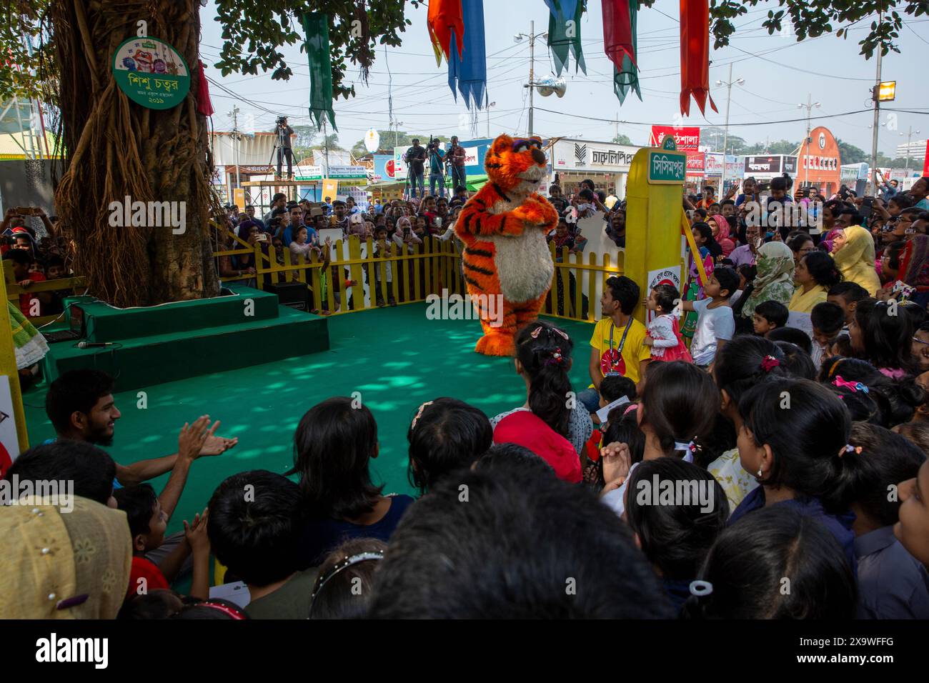 Hundreds of cheering children played with Halum, Ikri, Tuktuki and ...