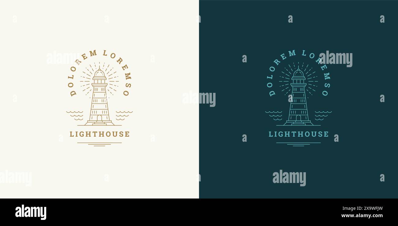 Lighthouse line symbol vector logo emblem design template illustration ...