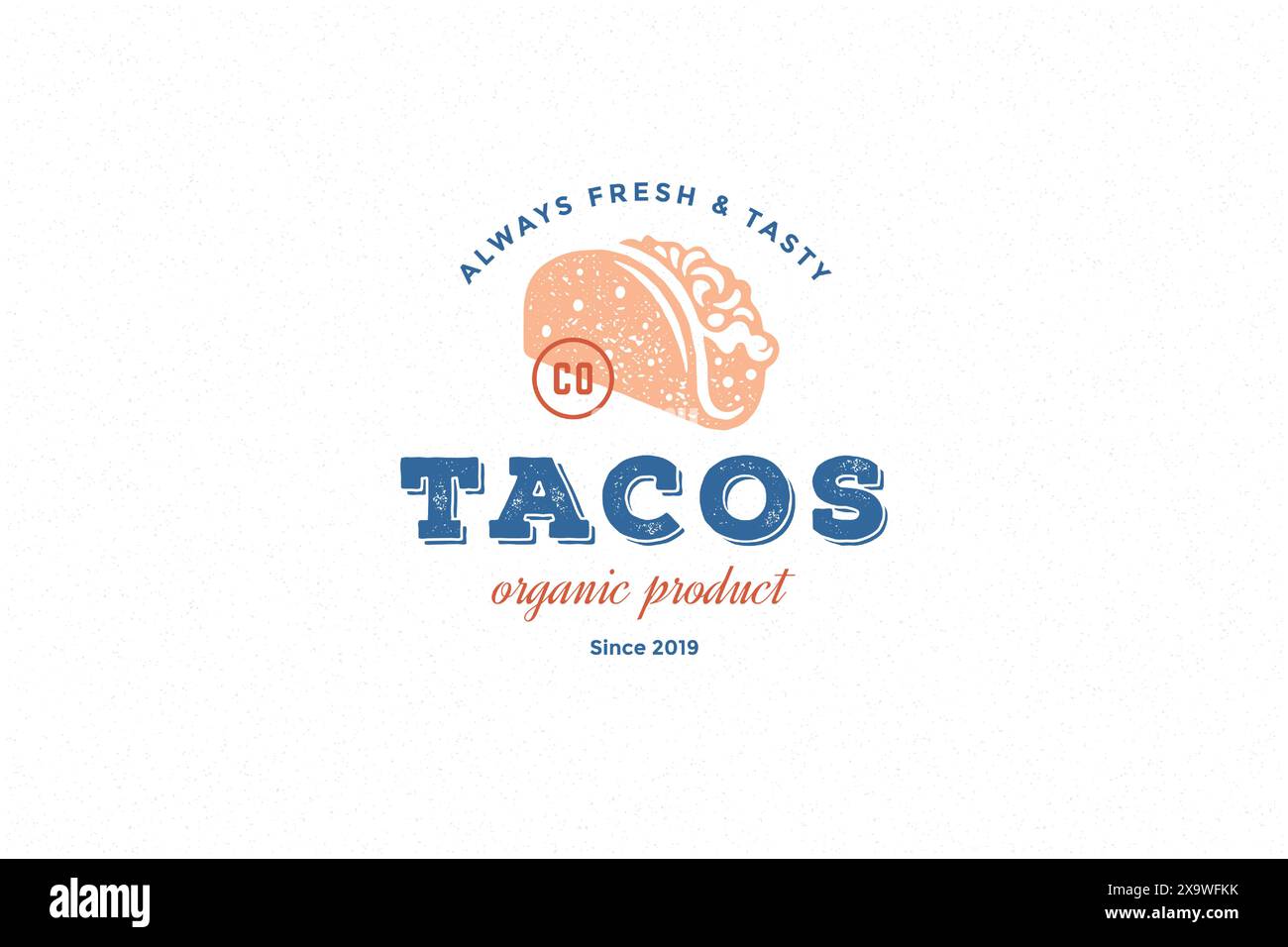 Hand drawn logo tacos silhouette and modern vintage typography retro ...