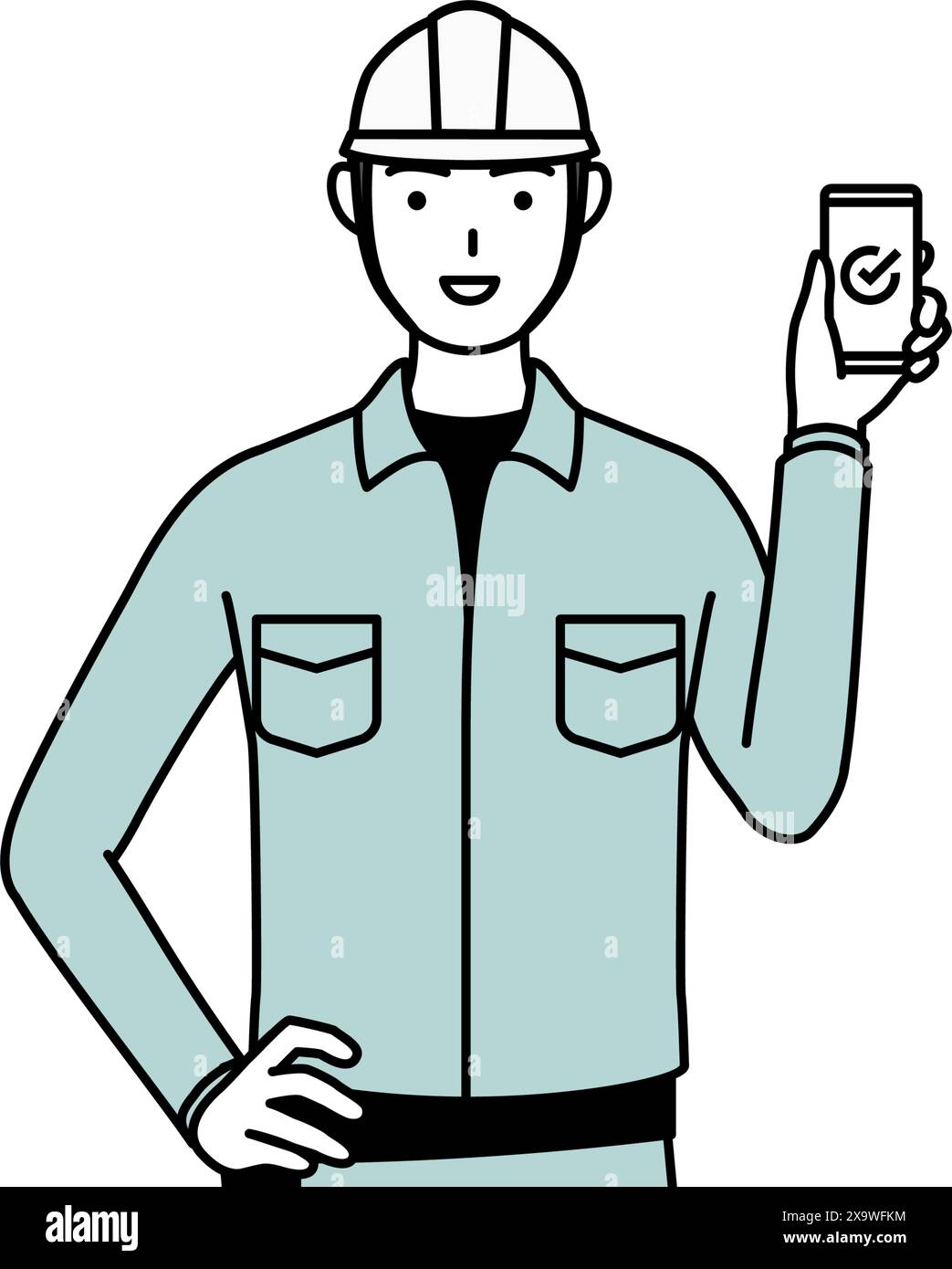 Man using smartphone in construction site Stock Vector Images - Alamy