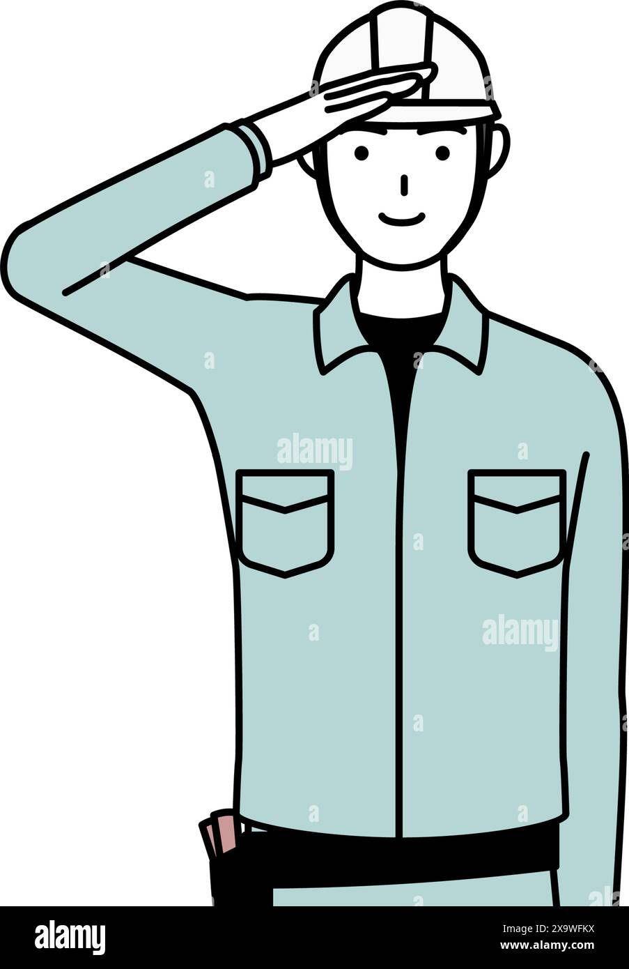 Man in helmet and workwear making a salute, Vector Illustration Stock ...