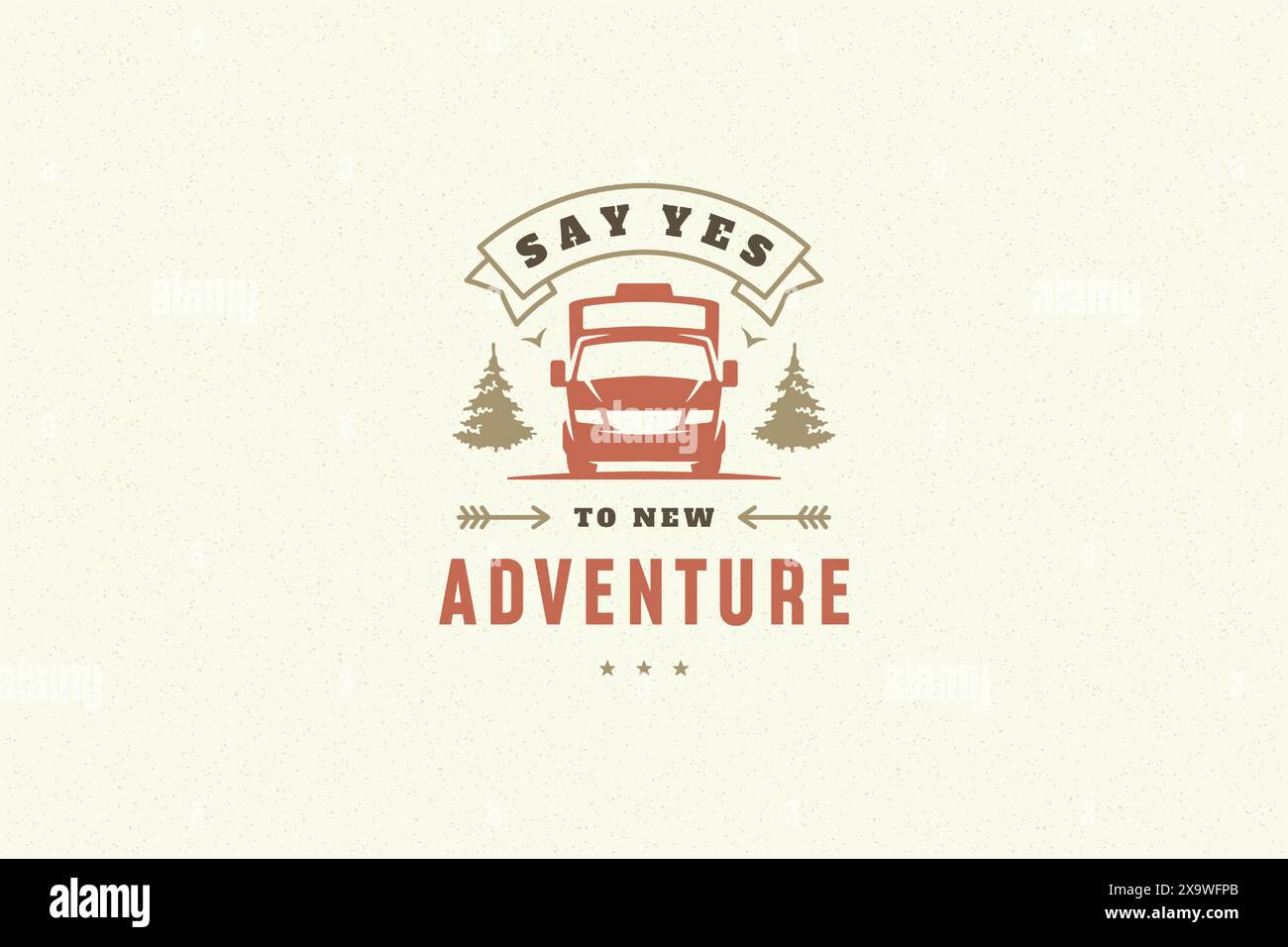 Quote typography with hand drawn camping caravan symbol for greeting ...