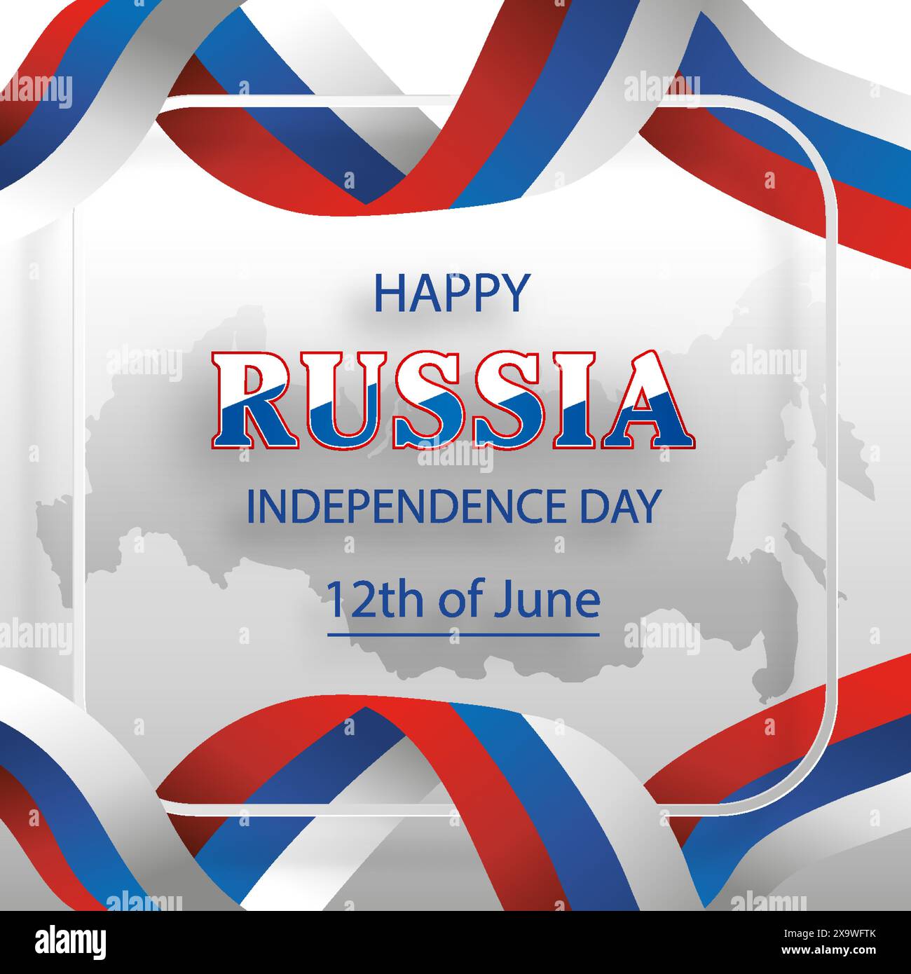 Happy Independence day of Russia card with bleu and red paper cut style ...