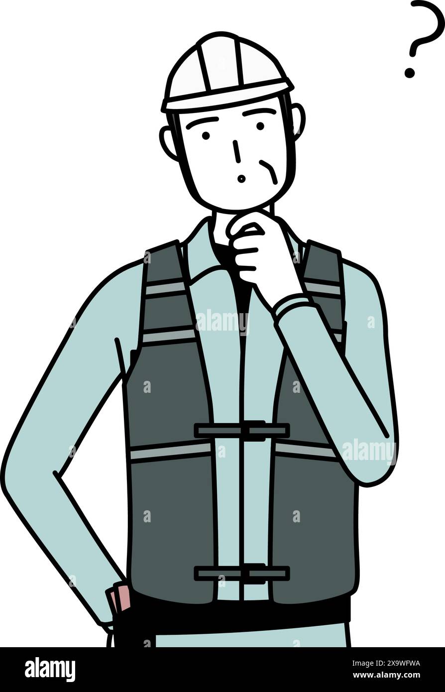 Senior male engineer in helmet and work wear nodding his head in ...