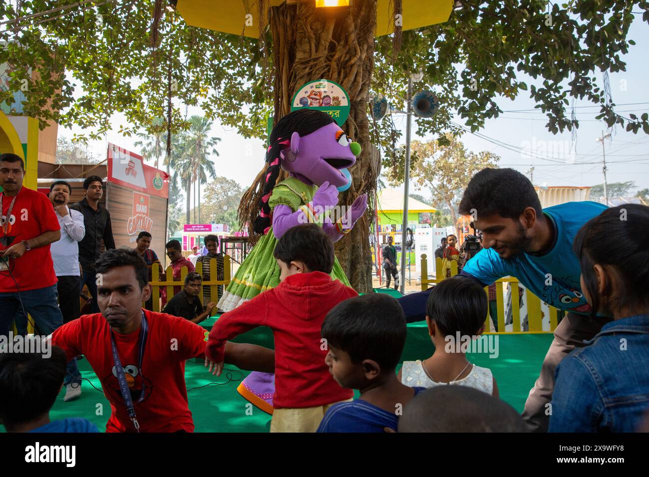 Hundreds of cheering children played with Halum, Ikri, Tuktuki and ...