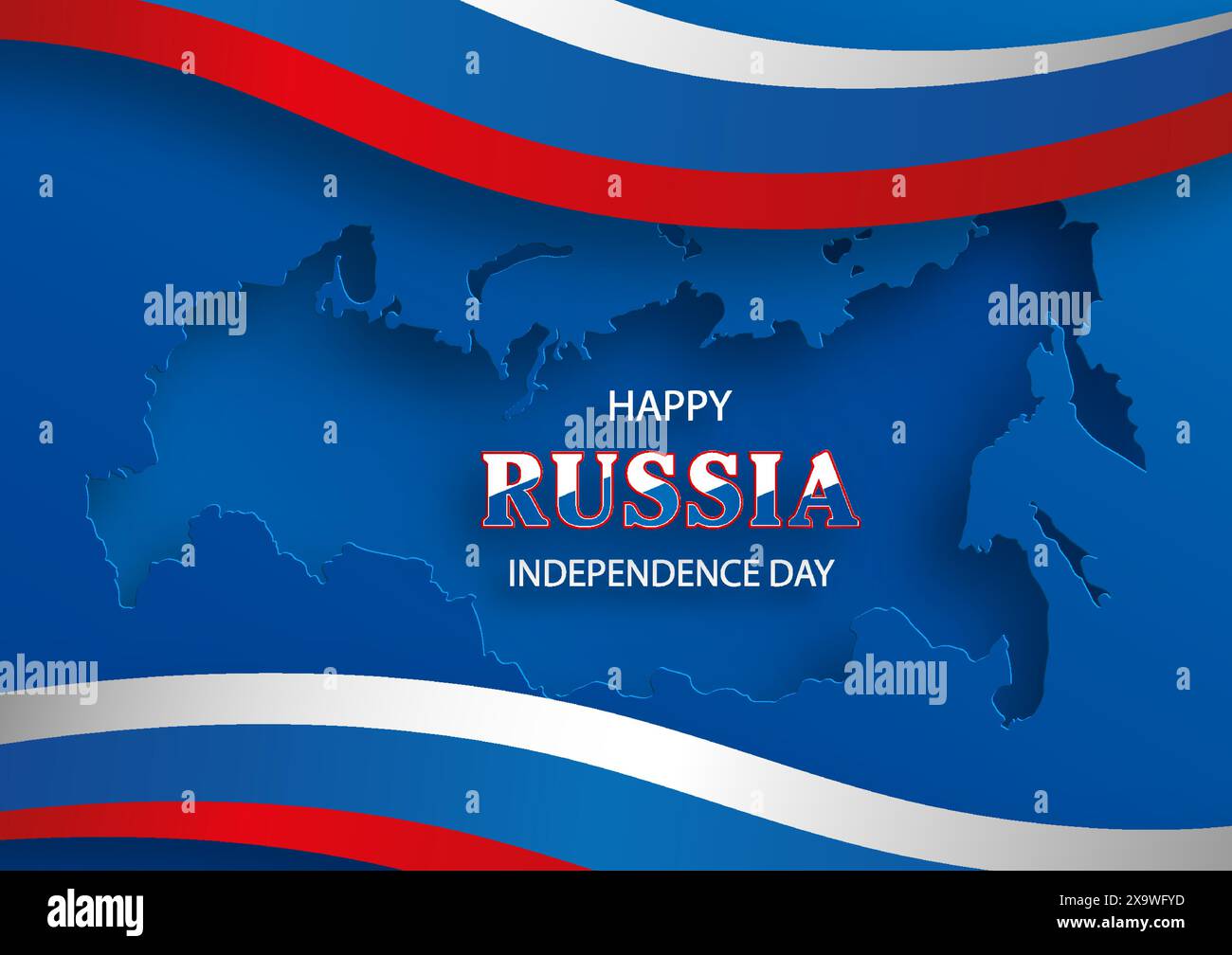 Happy Independence day of Russia card with bleu and red paper cut style ...