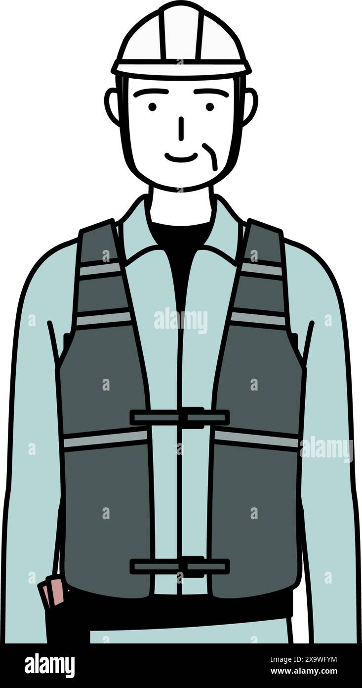 Senior male engineer in helmet and work wear with a smile facing ...