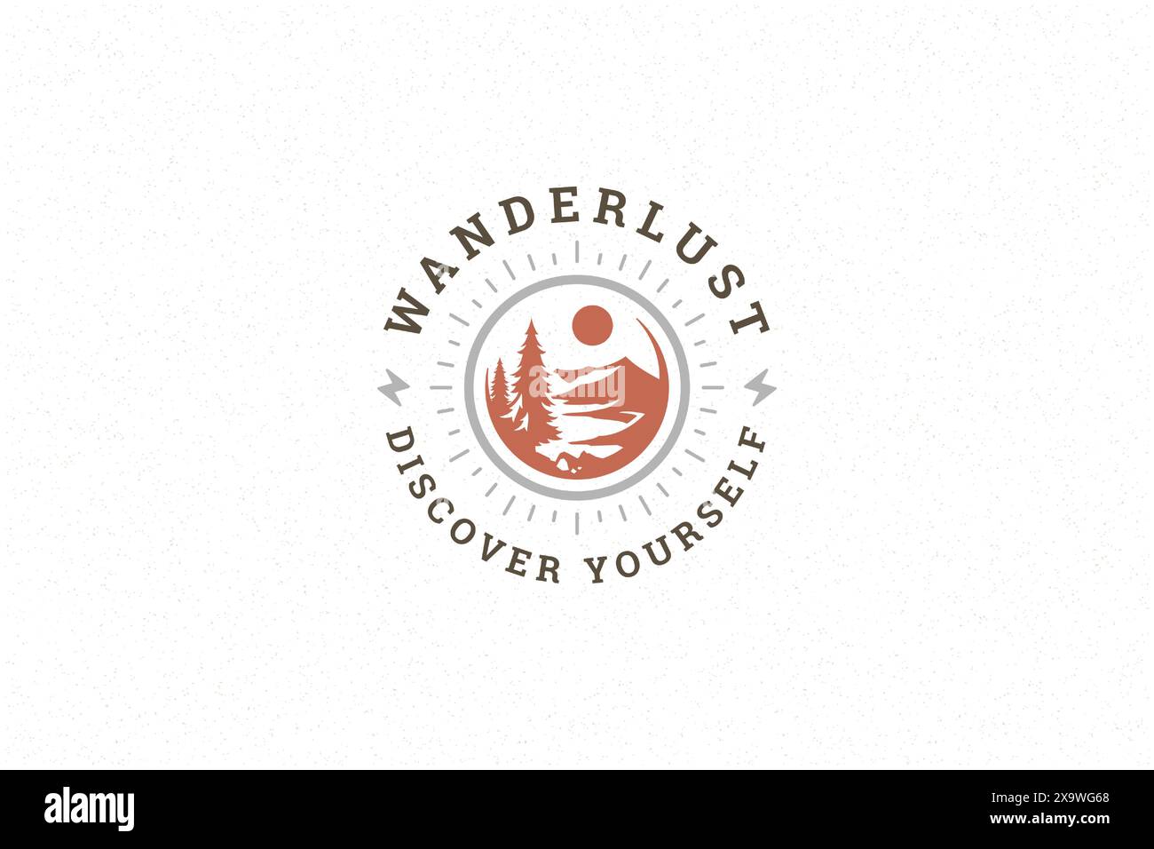 Quote typography with hand drawn mountains and forest symbol for ...