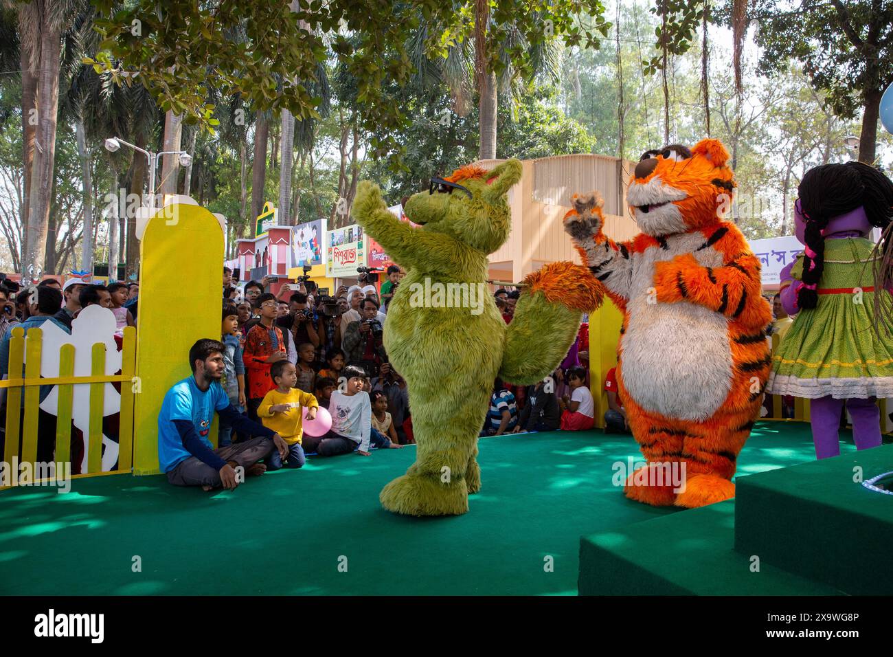 Hundreds of cheering children played with Halum, Ikri, Tuktuki and ...