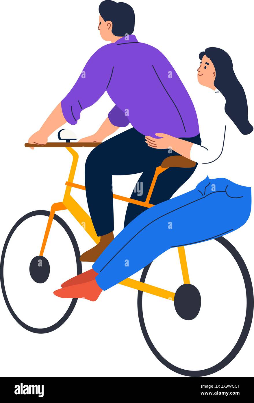 Couple Riding Bicycle Together vector Stock Vector Image & Art - Alamy