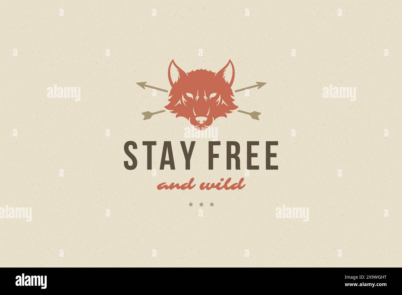 Quote typography with hand drawn wolf head symbol for greeting card or ...