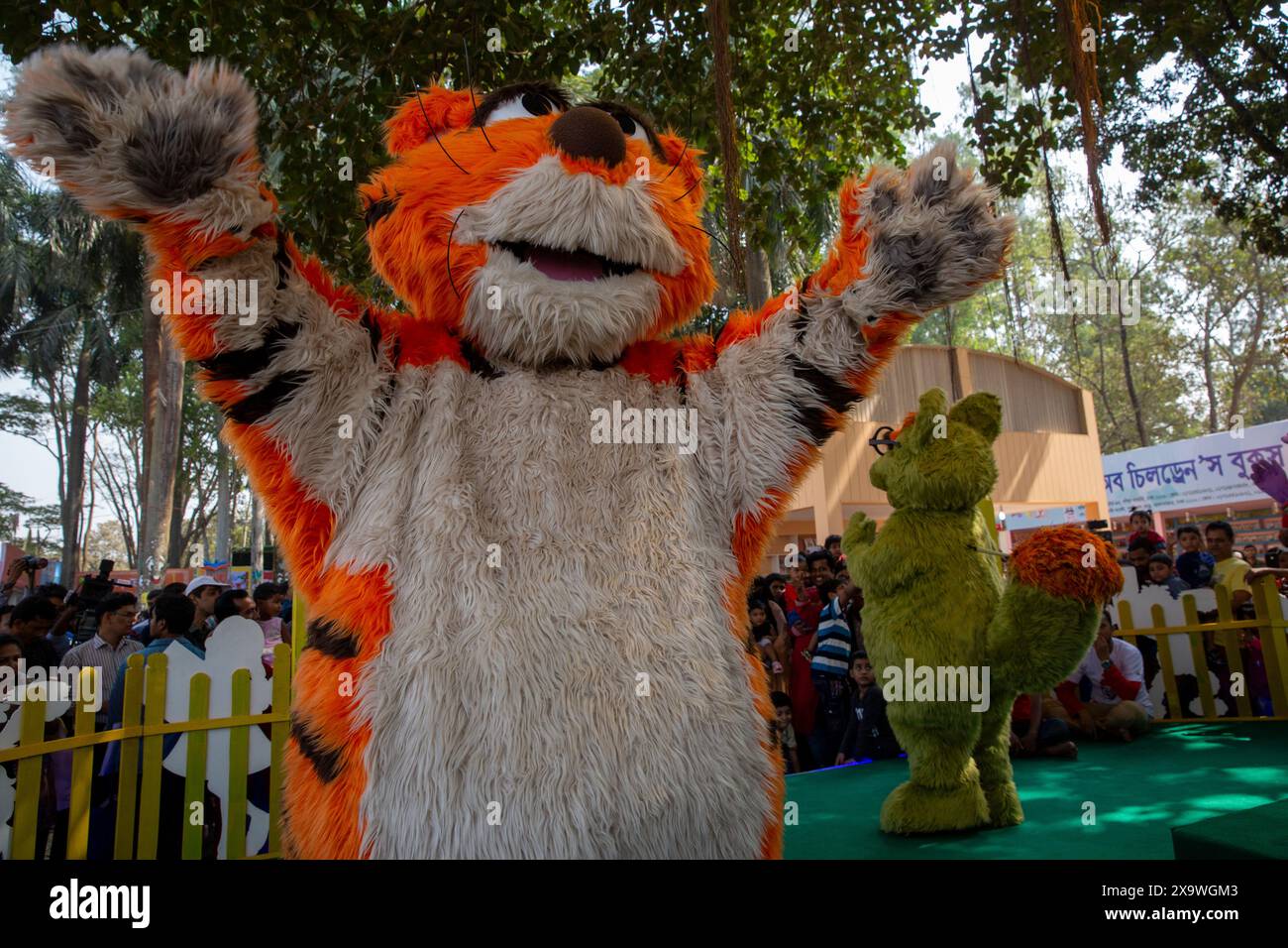 Hundreds of cheering children played with Halum, Ikri, Tuktuki and ...