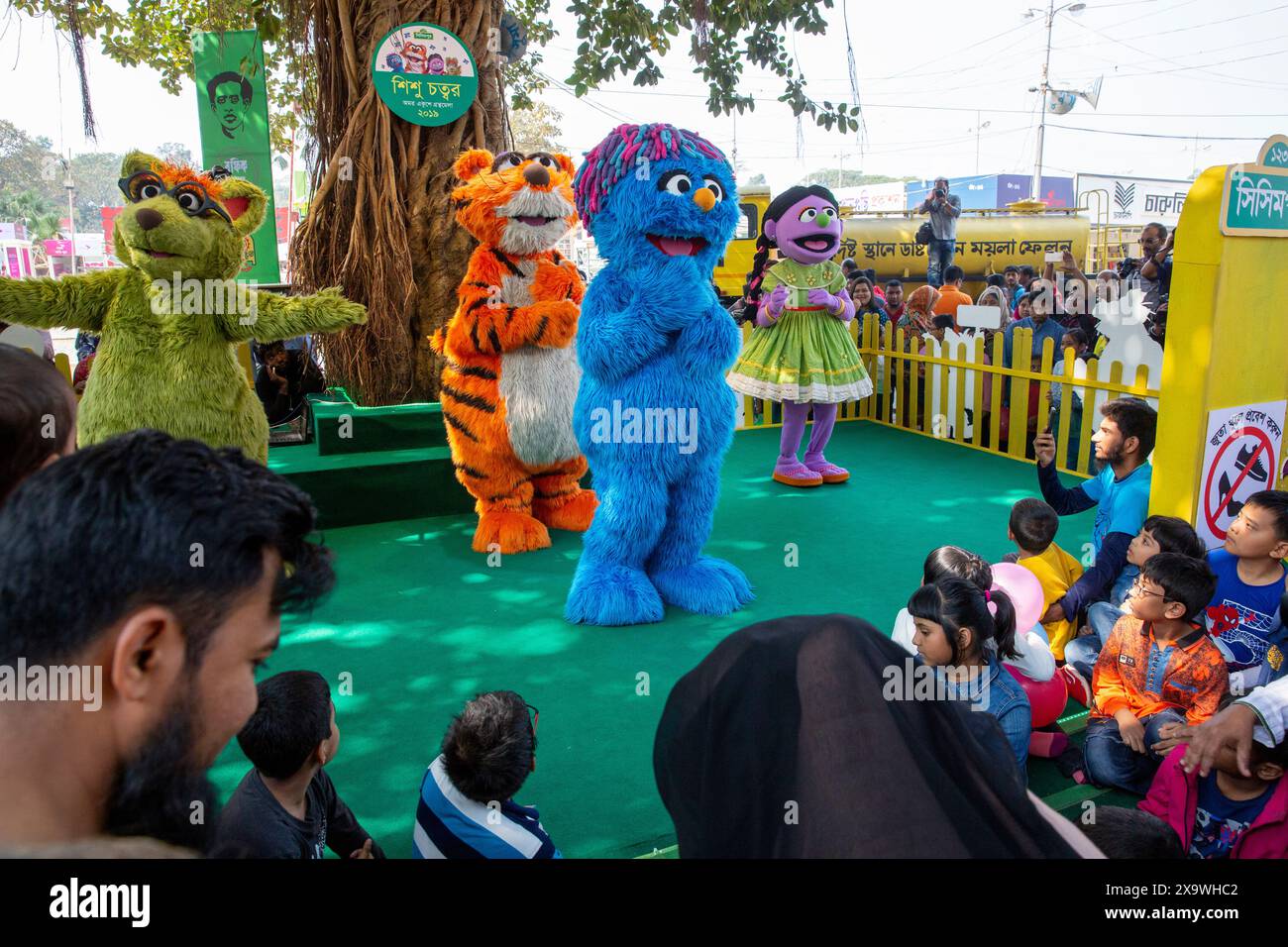 Hundreds of cheering children played with Halum, Ikri, Tuktuki and ...