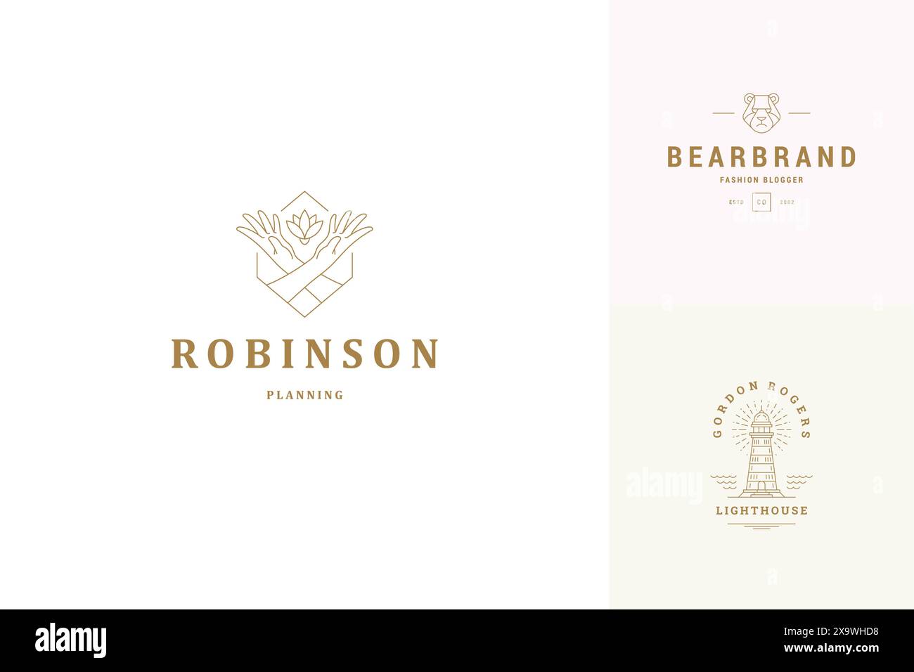 Vector line logos emblems design templates set - female gesture hands ...