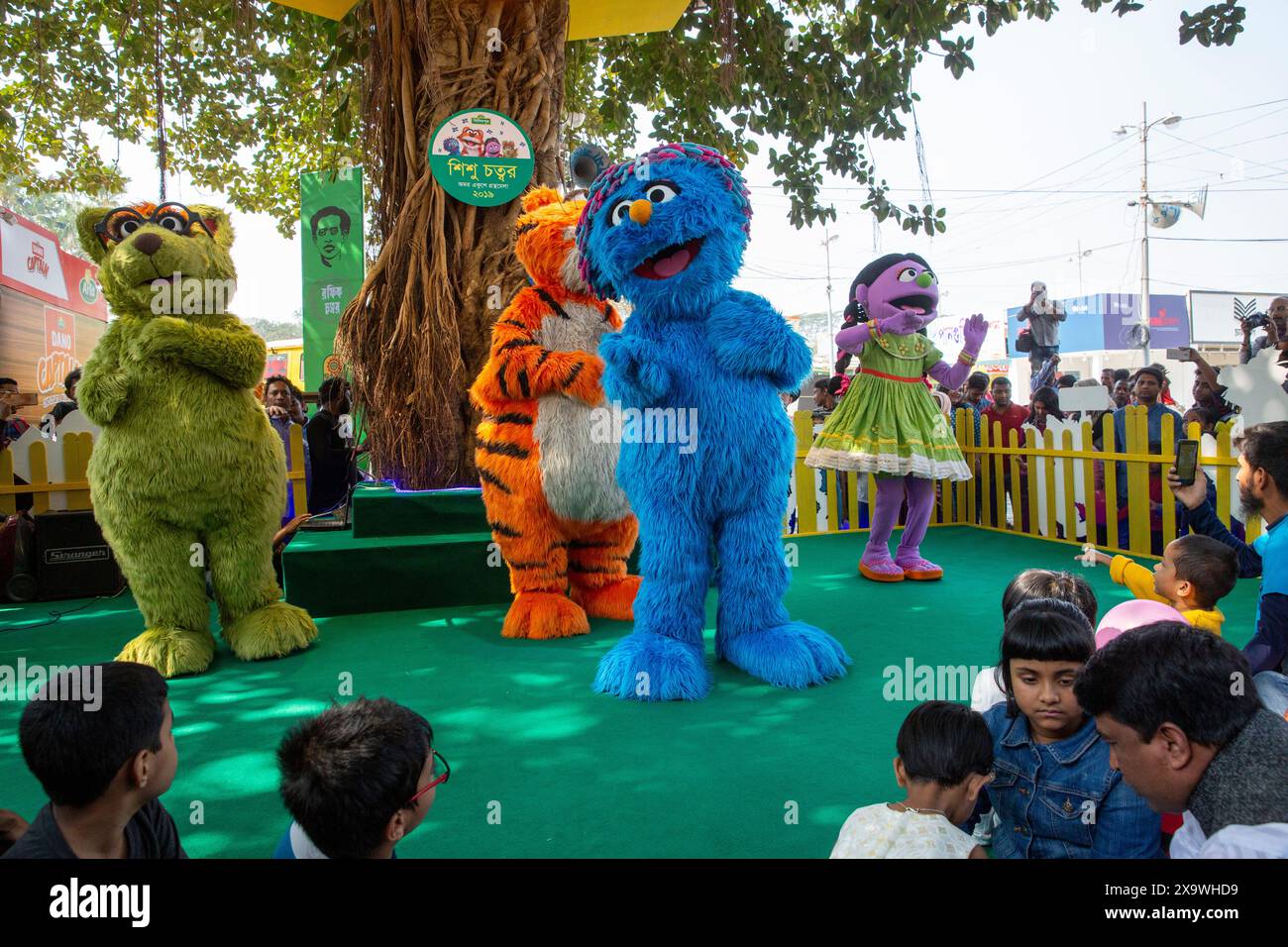 Hundreds of cheering children played with Halum, Ikri, Tuktuki and ...