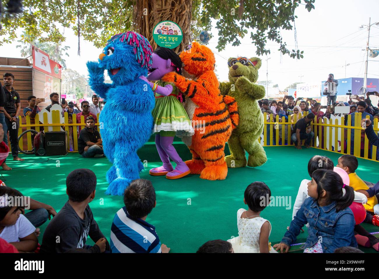Hundreds of cheering children played with Halum, Ikri, Tuktuki and ...