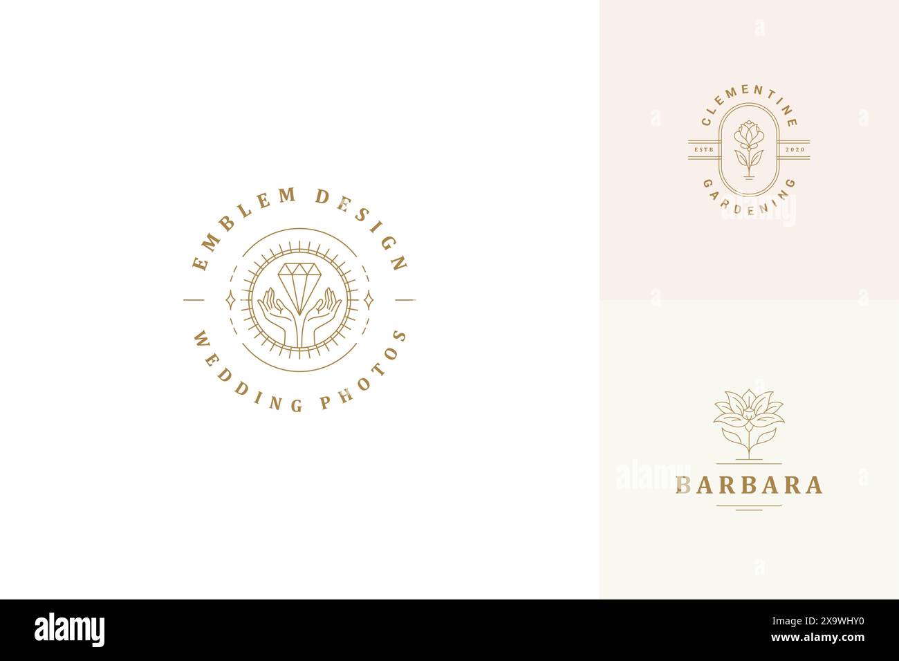 Vector line logos emblems design templates set - female gesture hands ...