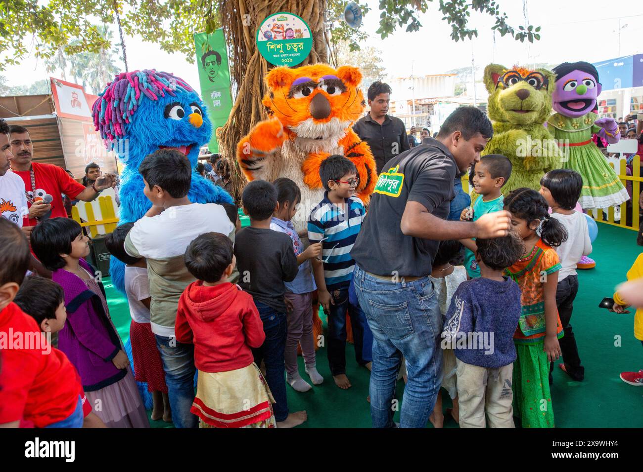 Hundreds of cheering children played with Halum, Ikri, Tuktuki and ...