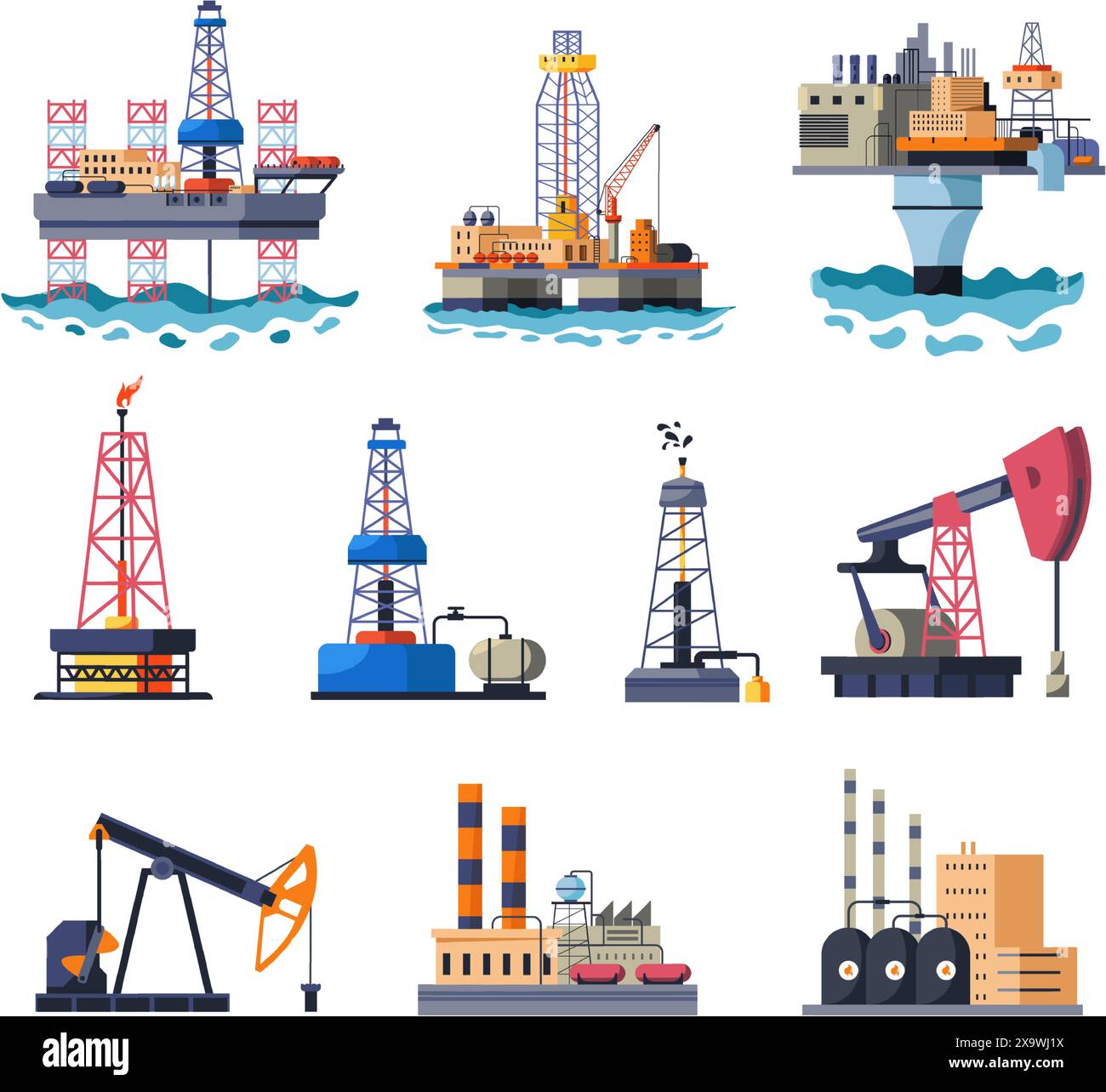 Various Oil Drilling Rigs vector Stock Vector Image & Art - Alamy