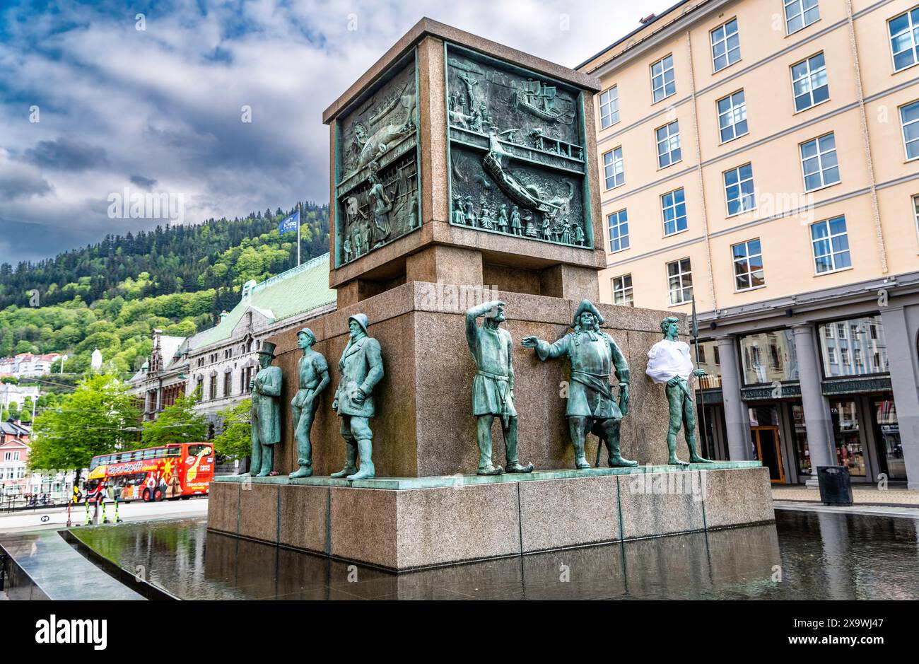 Fishermen monument in the center of Bergen, Norway Stock Photo - Alamy