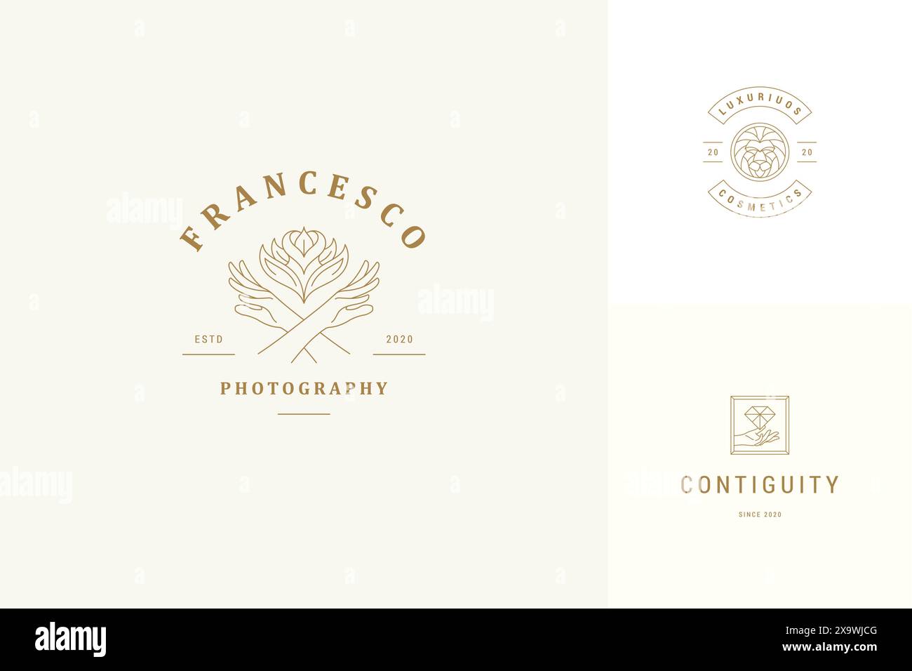 Vector line logos emblems design templates set - female gesture hands ...