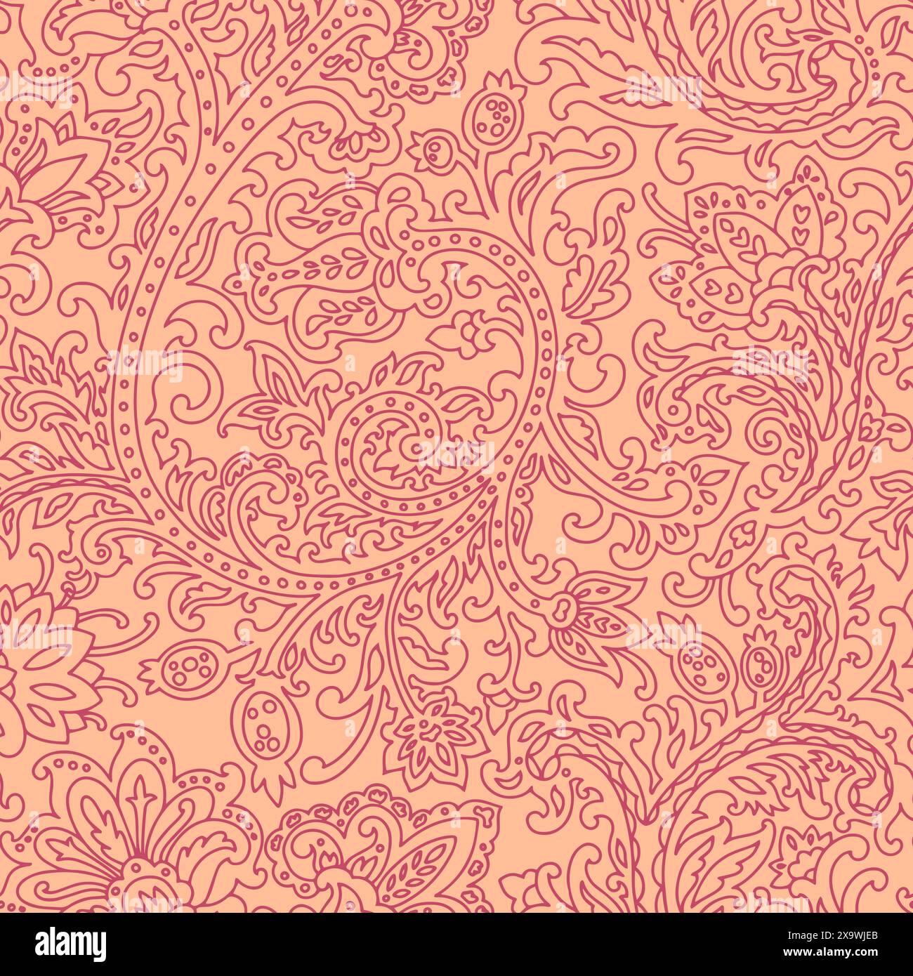 Classic Paisley Pattern Pink vector Stock Vector Image & Art - Alamy
