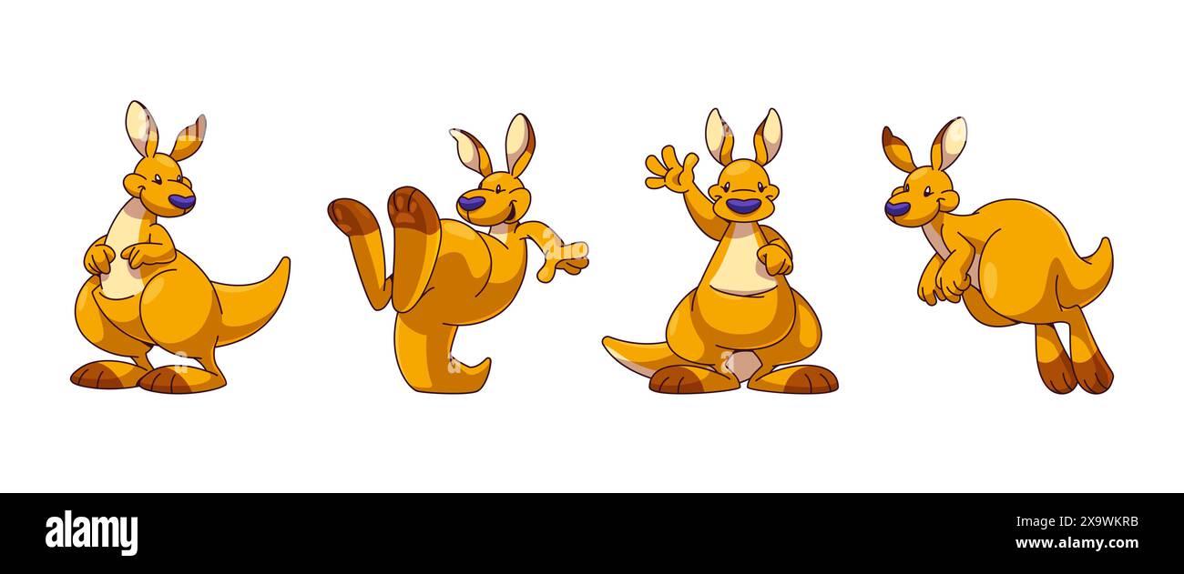 Happy cartoon wallaby jumping smiling hi-res stock photography and ...