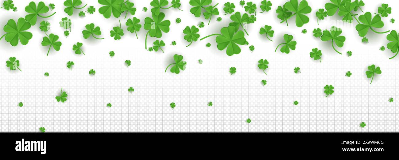 3d realistic clover background with four leaf. Lucky St Patrick day ...