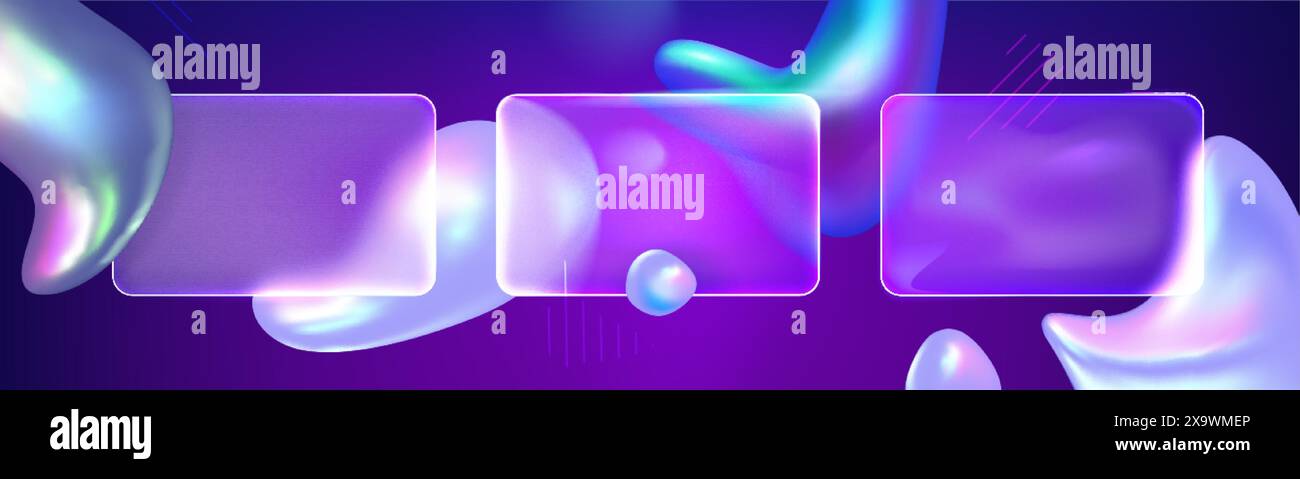 Glass morphism background with abstract fluid holographic shapes and ...