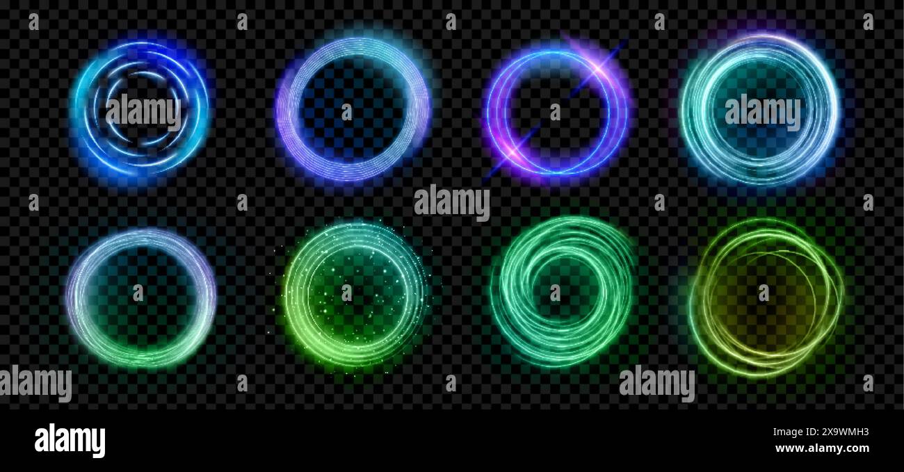 Abstract halo light effects set isolated on transparent background ...
