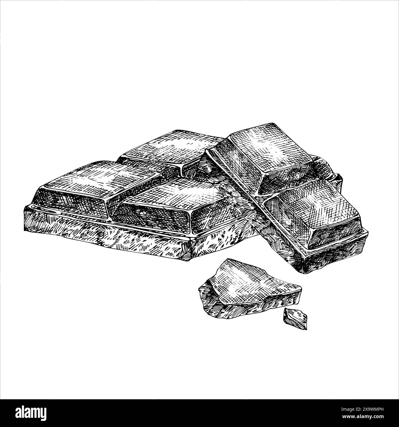 Chocolate bar graphic vector illustration, hand drawn sketch. Food ...