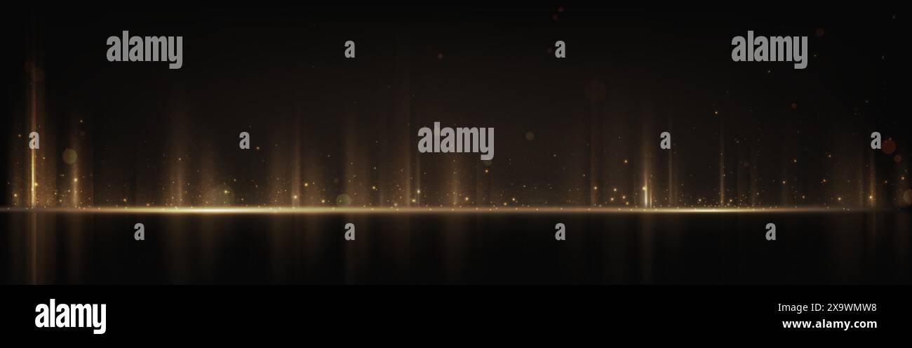 Vertical gold line light and speed flare effect. Golden laser spark on ...