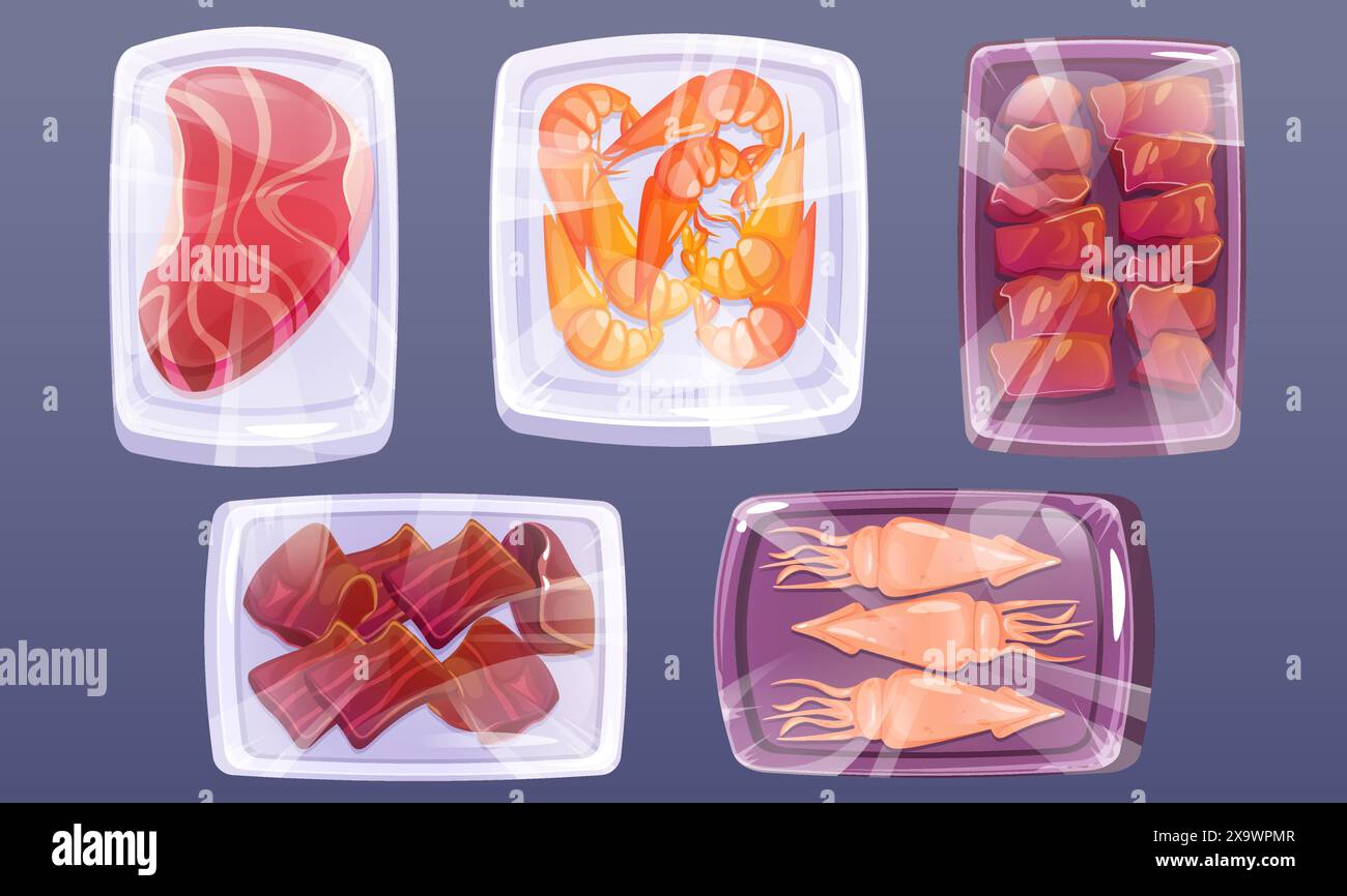 Frozen seafood package Stock Vector Images - Alamy