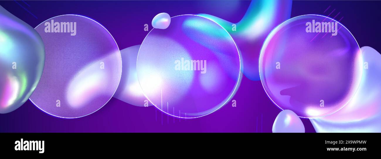 3d gradient glass element with liquid shape design background. Neon ...