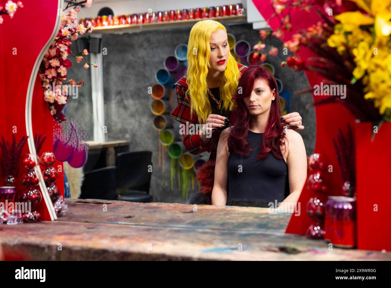 EDITORIAL USE ONLY Sophia Hilton from Not Another Salon applies the ...