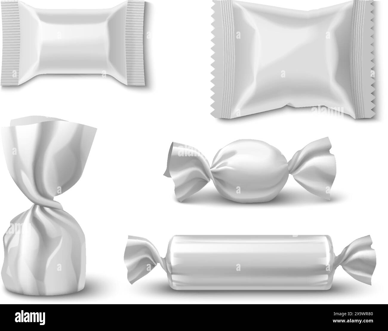 Candy wrapper set isolated on white background. Vector realistic ...