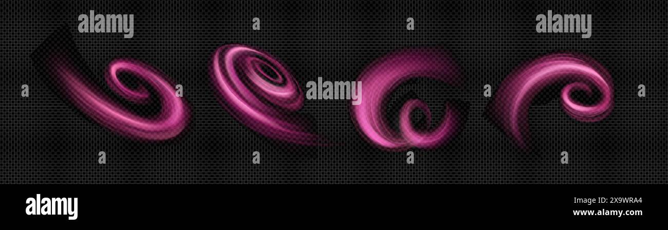 Pink air flow effect with swirl and wave trail on transparent ...