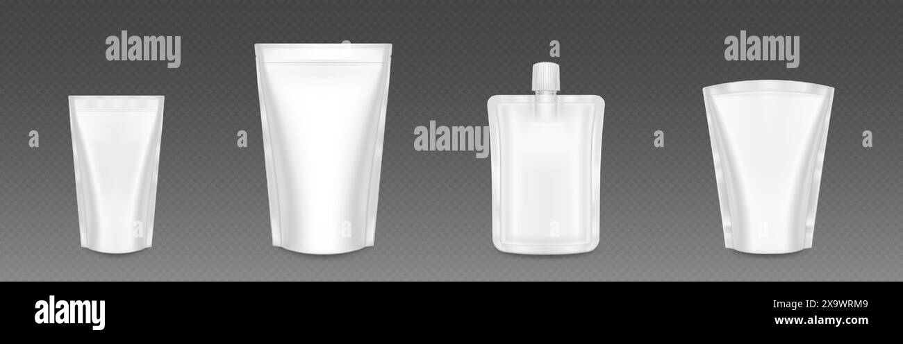 Doypack package mockup. Plastic blank pouch bag. 3d doy pack with cap ...