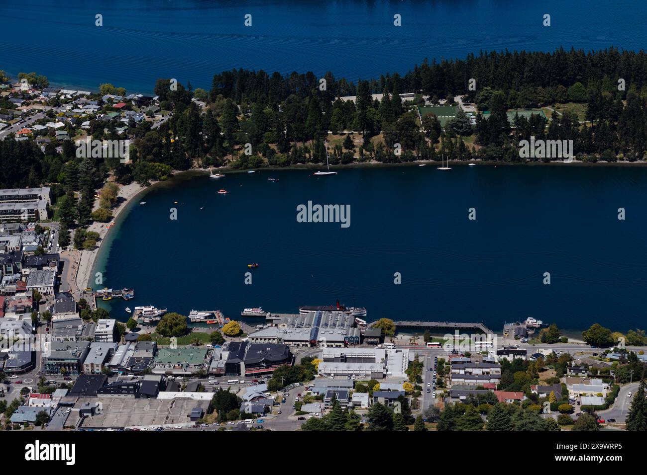 Aerial view of Queenstown bay and lake Stock Photo - Alamy