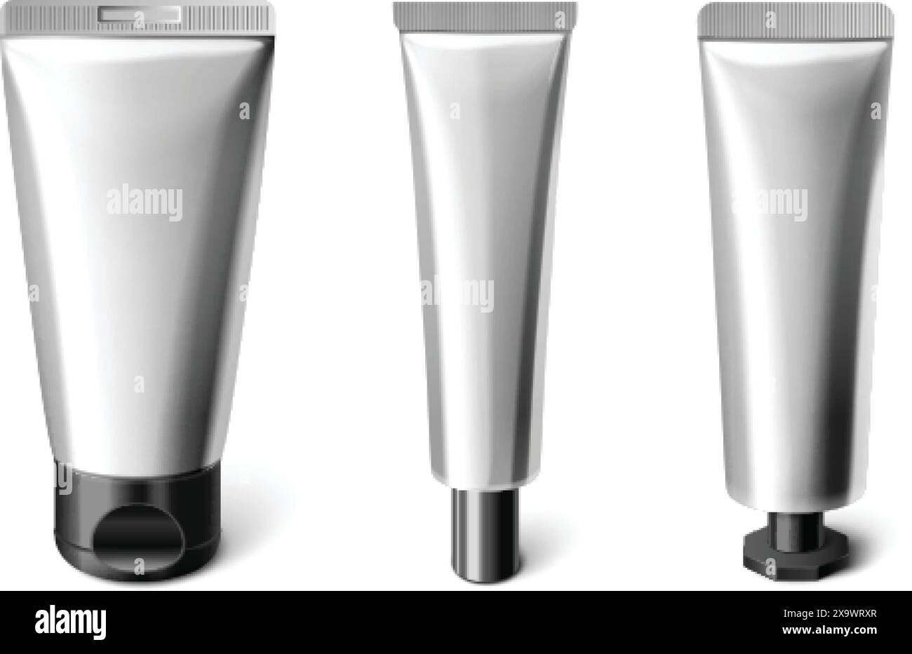 Cosmetic cream tubes set isolated on white background. Vector realistic ...