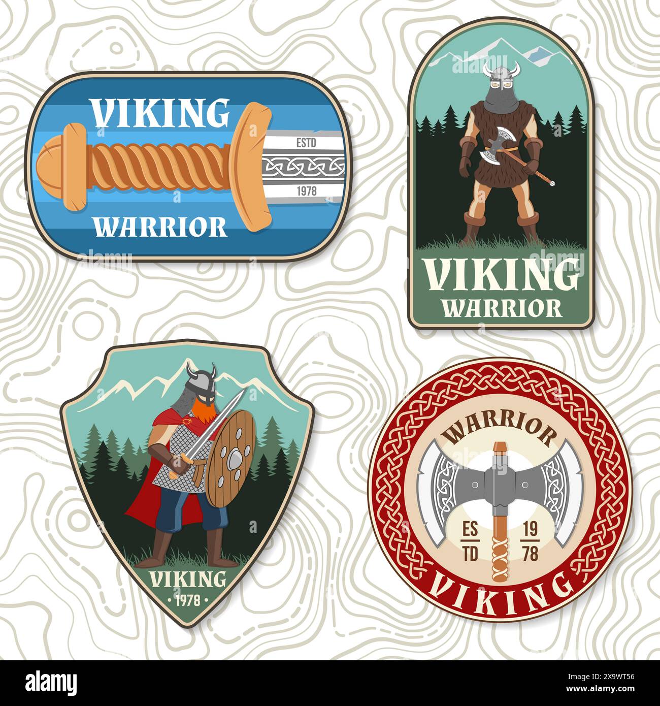 Set of viking warrior logos, badges, stickers. Vector illustration. For ...