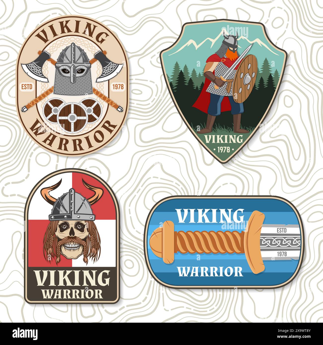 Set of viking warrior logos, badges, stickers. Vector illustration. For ...