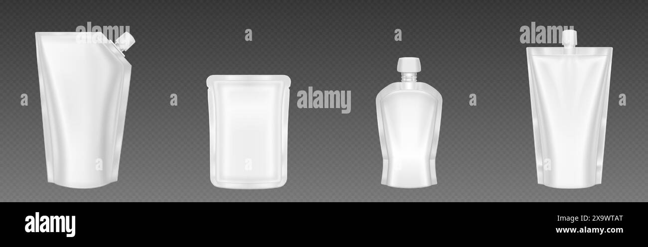 Doypack package mockup. Plastic blank pouch bag. 3d doy pack with cap ...