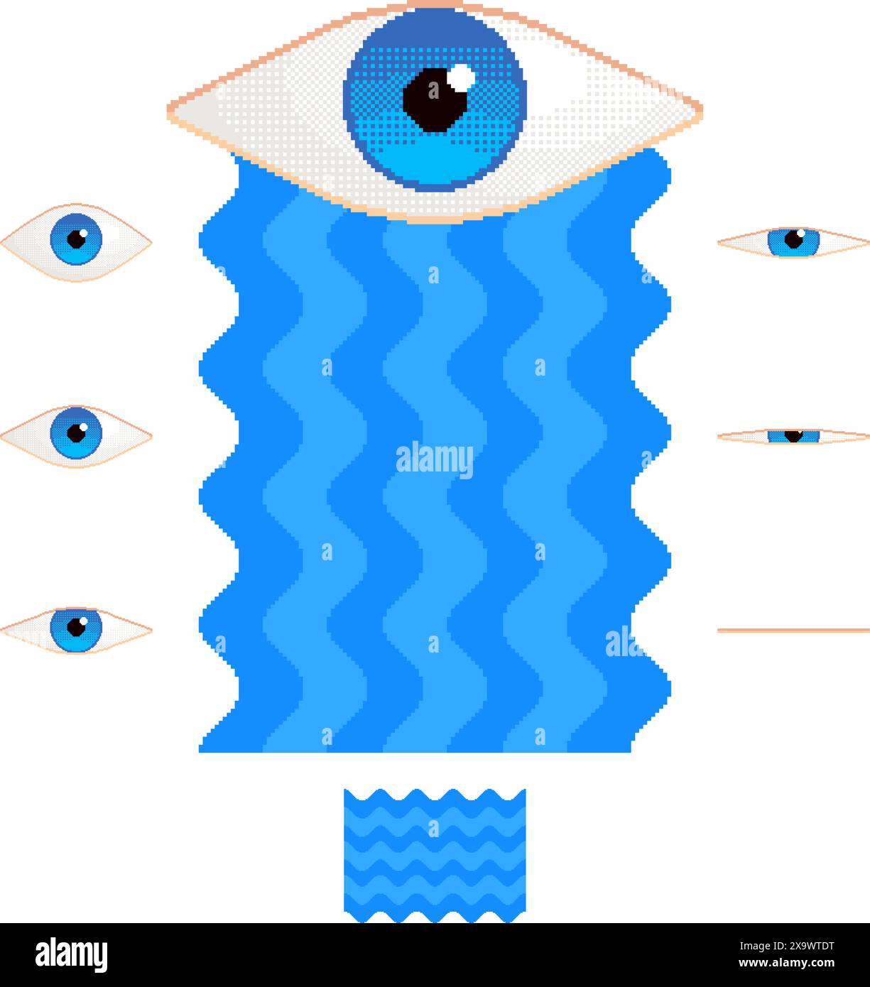 Pixel art eye crying and blinking set, open and closed eyes. 16 bit ...