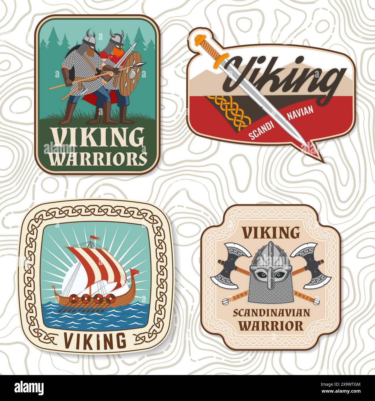 Set of viking warrior logos, badges, stickers. Vector illustration. For ...